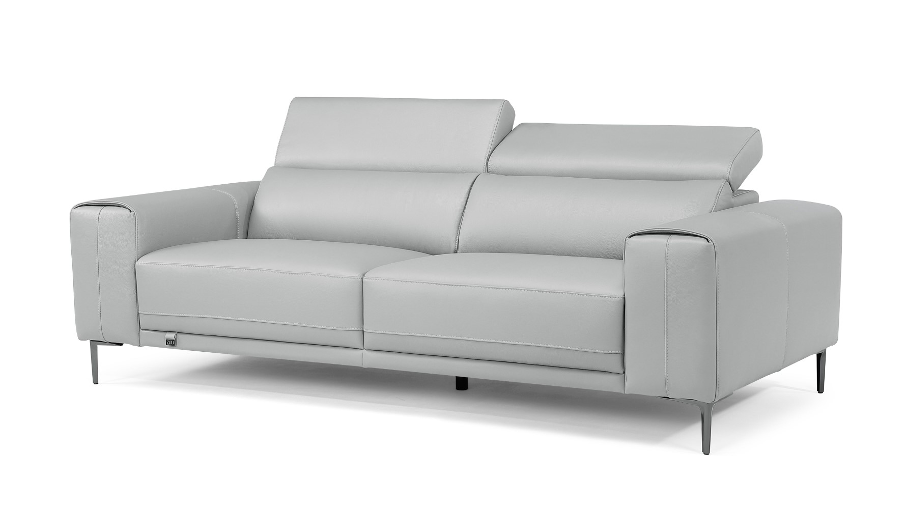Rousso Leather Loveseat - Silver Gray | Zuri Furniture