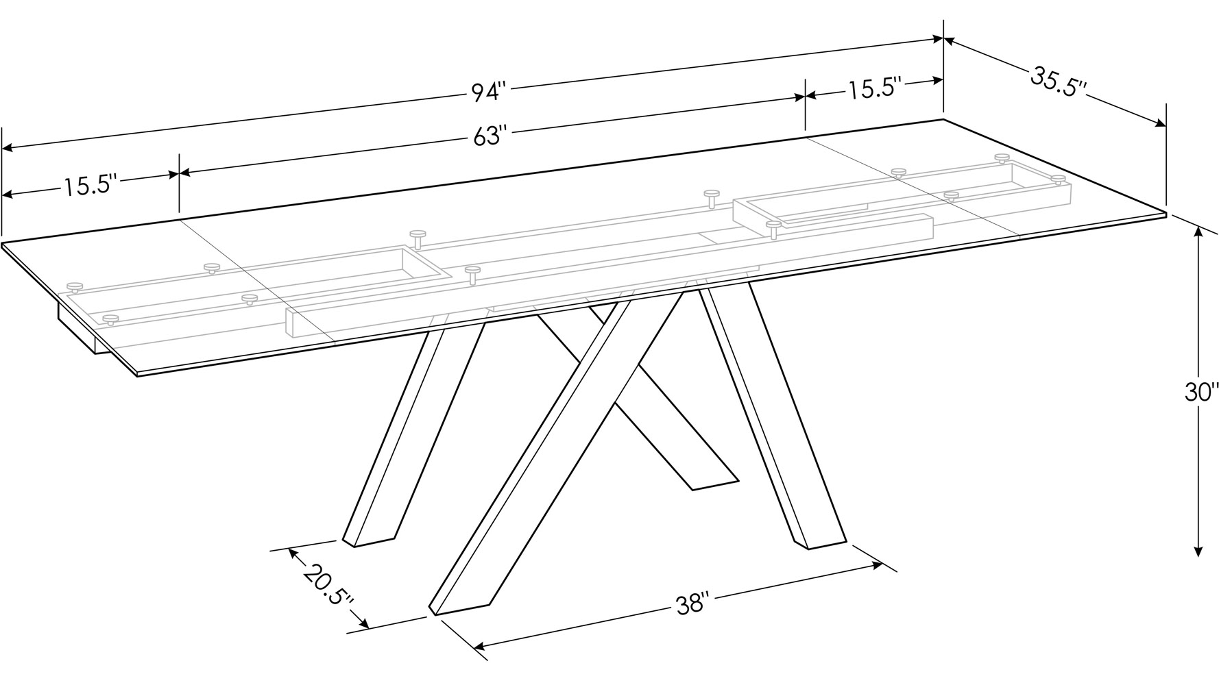 Cruz Extension Dining Table - Clear