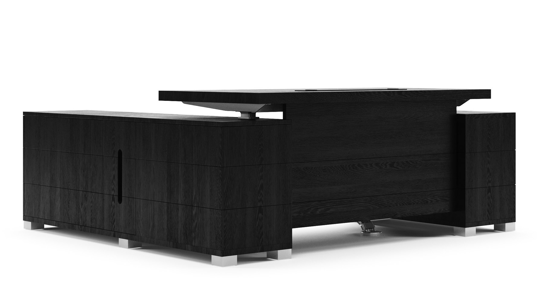 Ford Adjustable Height Desk with Return - Black