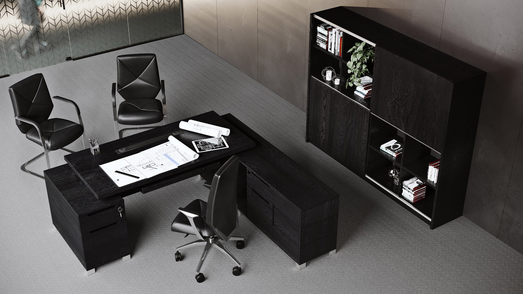 Ford Desk with Return - Black