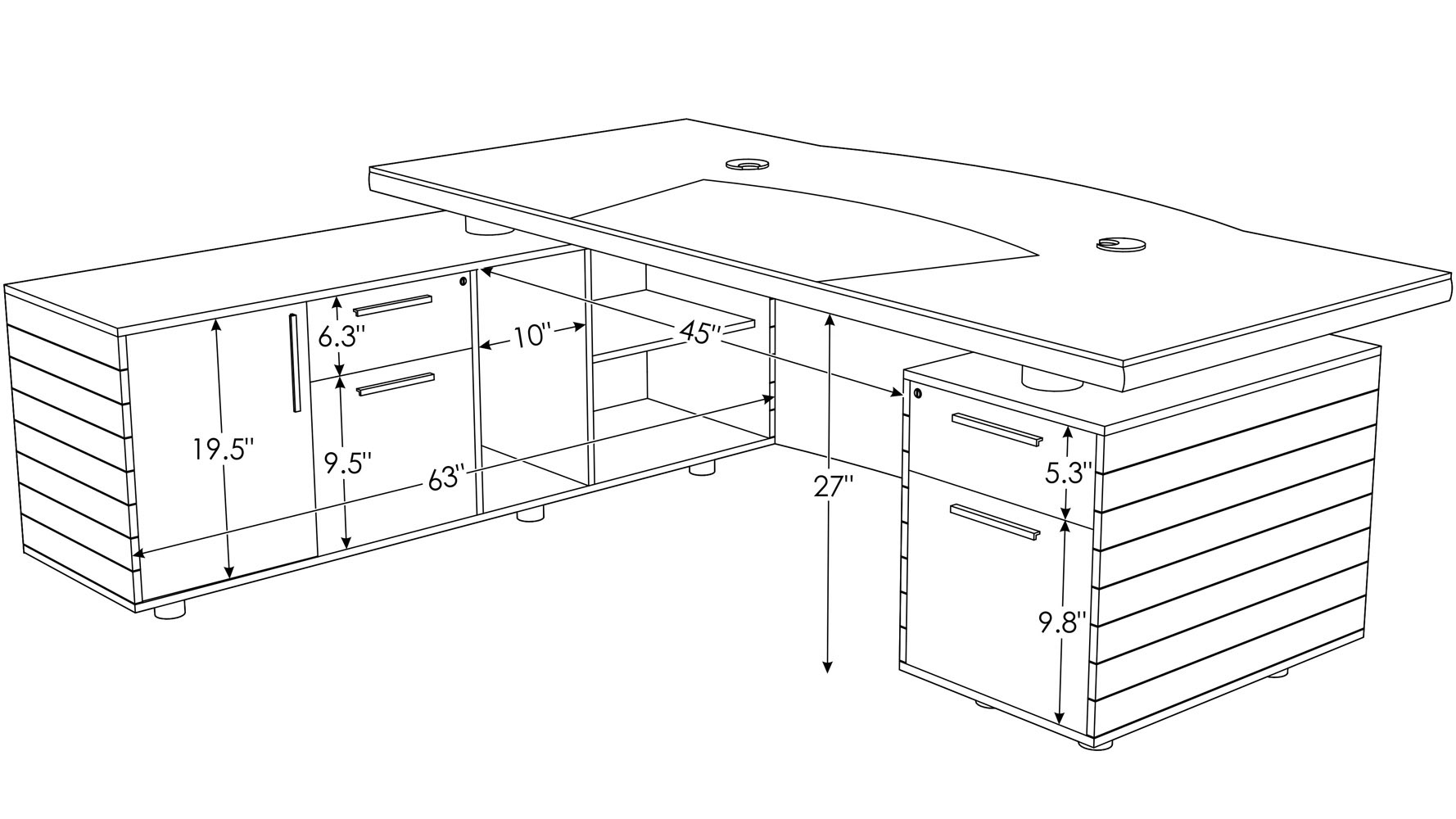 Kennedy Desk with Return - Dark