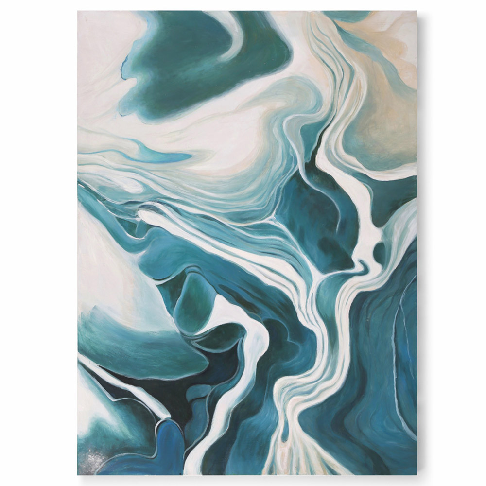 Liquid Teal Canvas Art - 96" x 70"