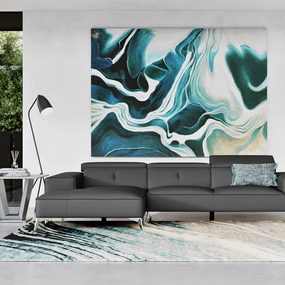 Liquid Teal Canvas Art - 96" x 70"
