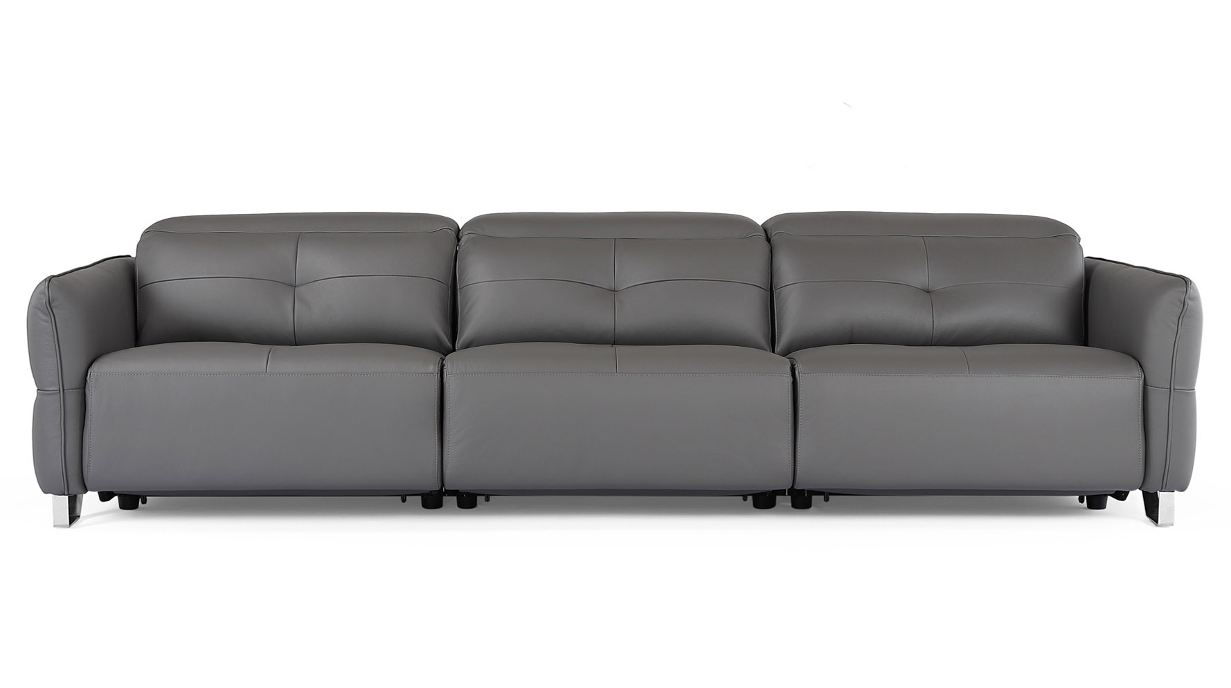 Zuri Modern Macau Reclining Leather Sofa in Slate