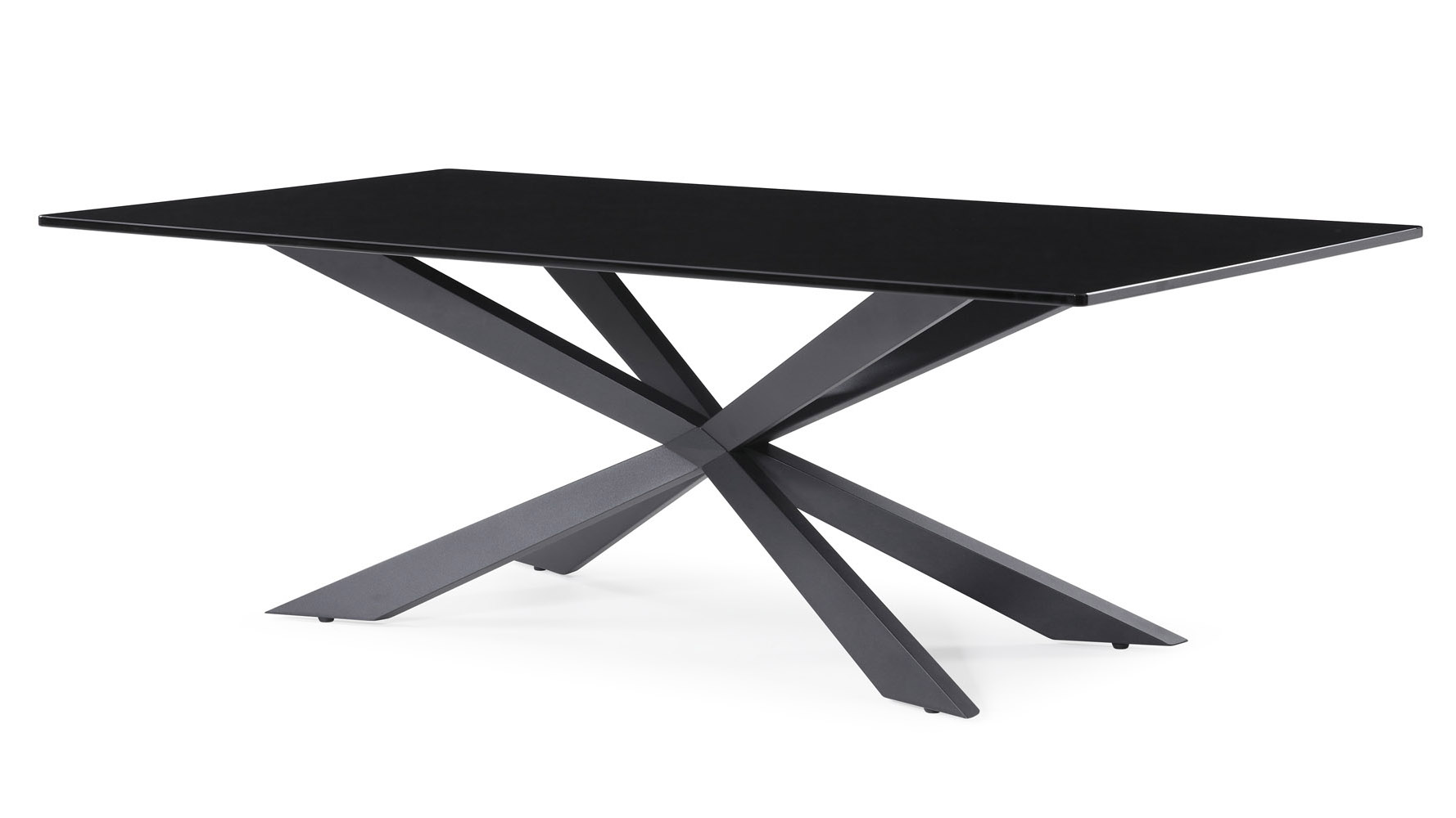 Modern Burton Coffee Table Oversized 51 Smoked Glass Matte Black Steel Base
