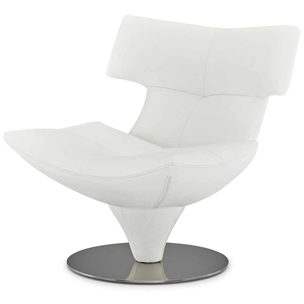 Mora Italian Leather Swivel Lounge Chair with Black Stainless Steel ...