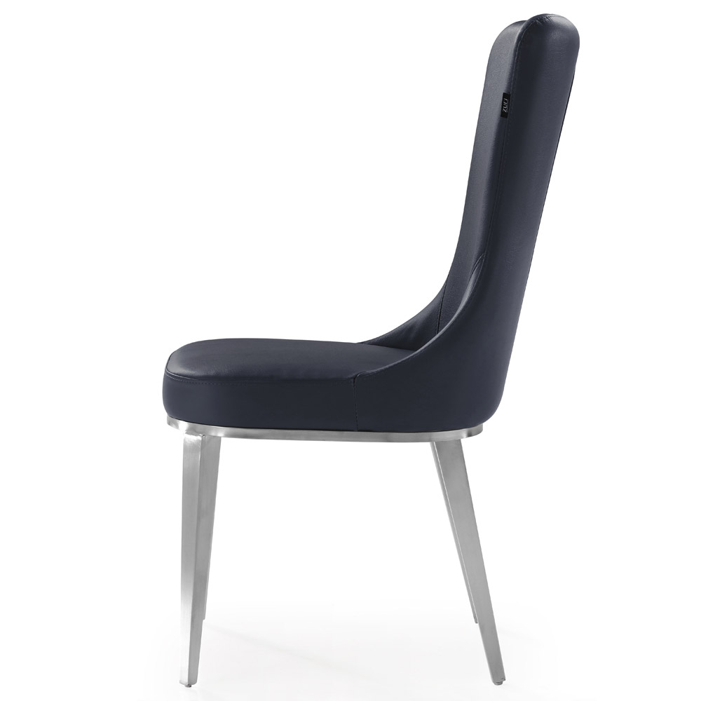 Norma Black Dining Chair - Polished Stainless Steel