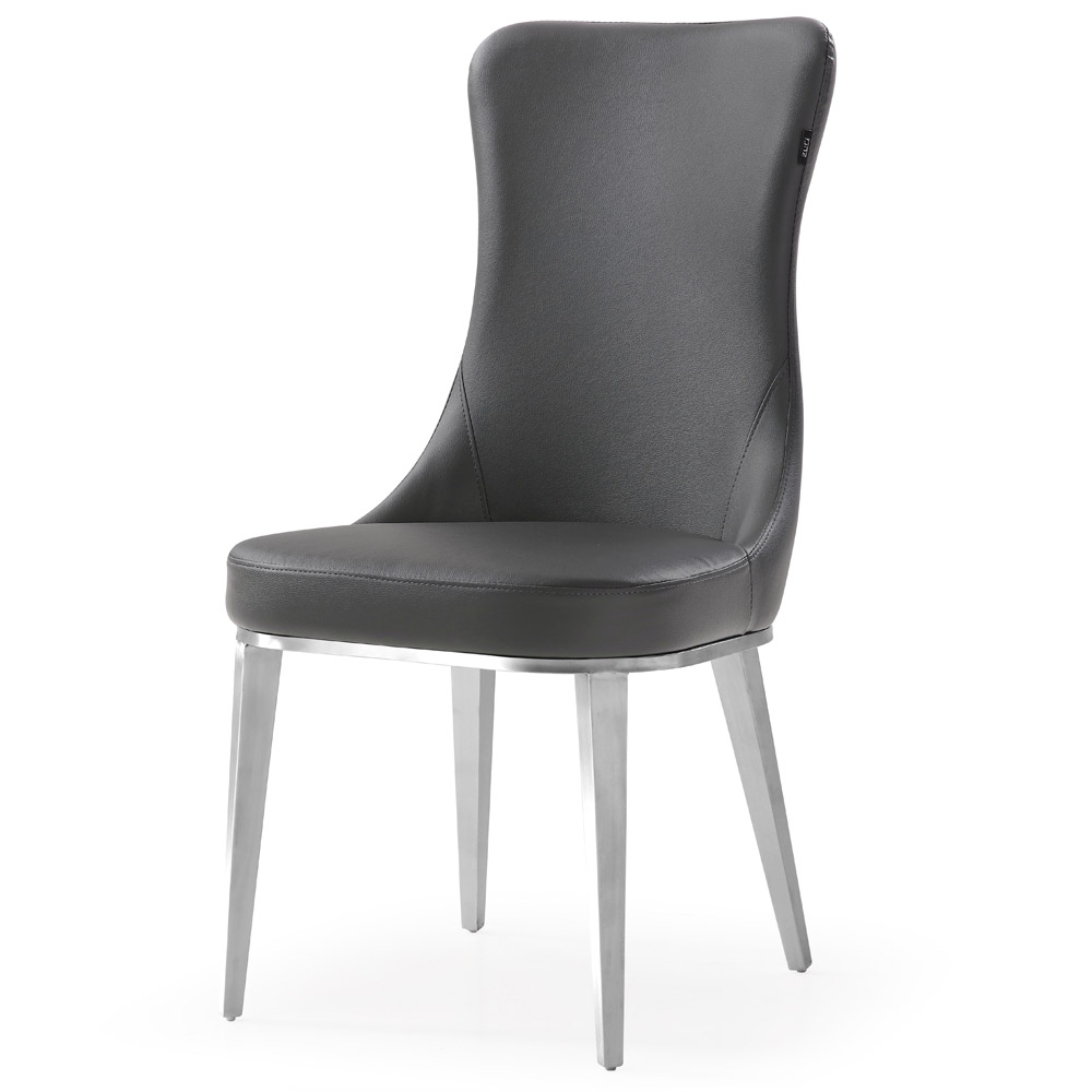 Norma Gray Dining Chair - Brushed Stainless Steel