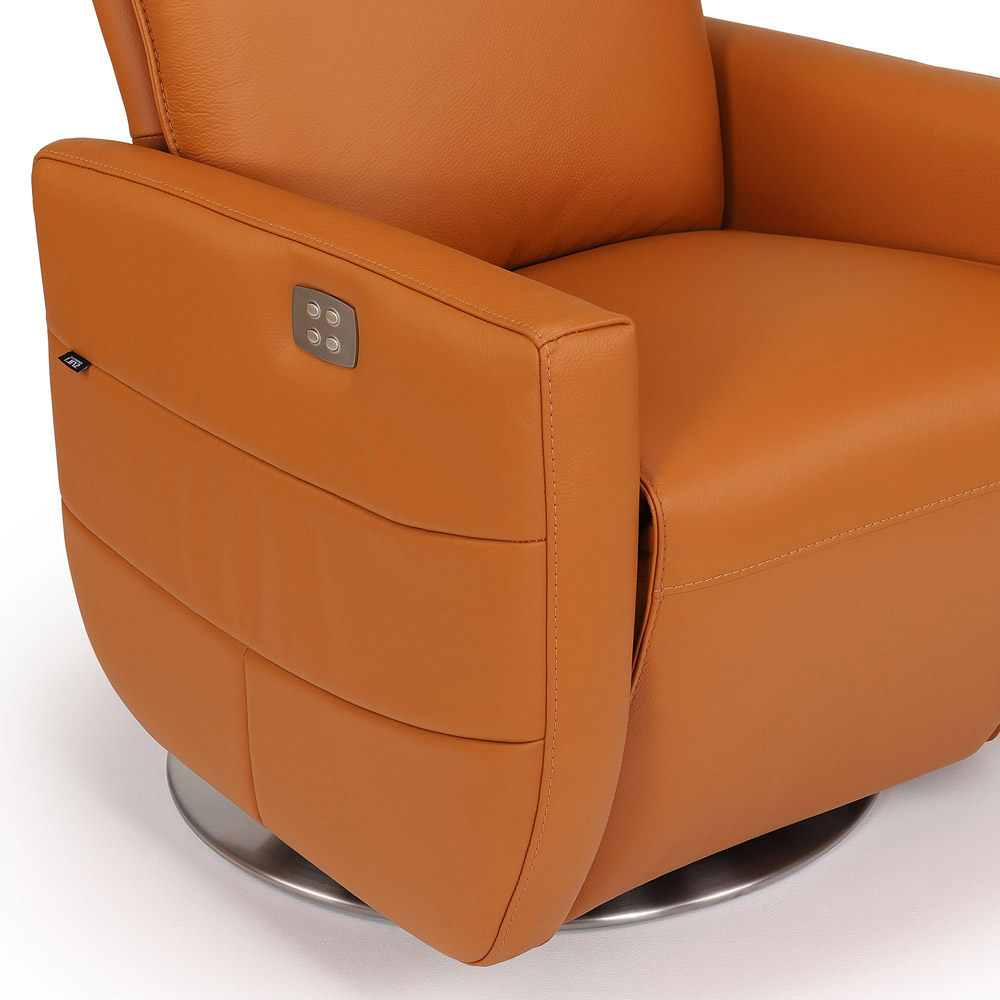 Ritz Reclining Leather Swivel Chair | Zuri Furniture