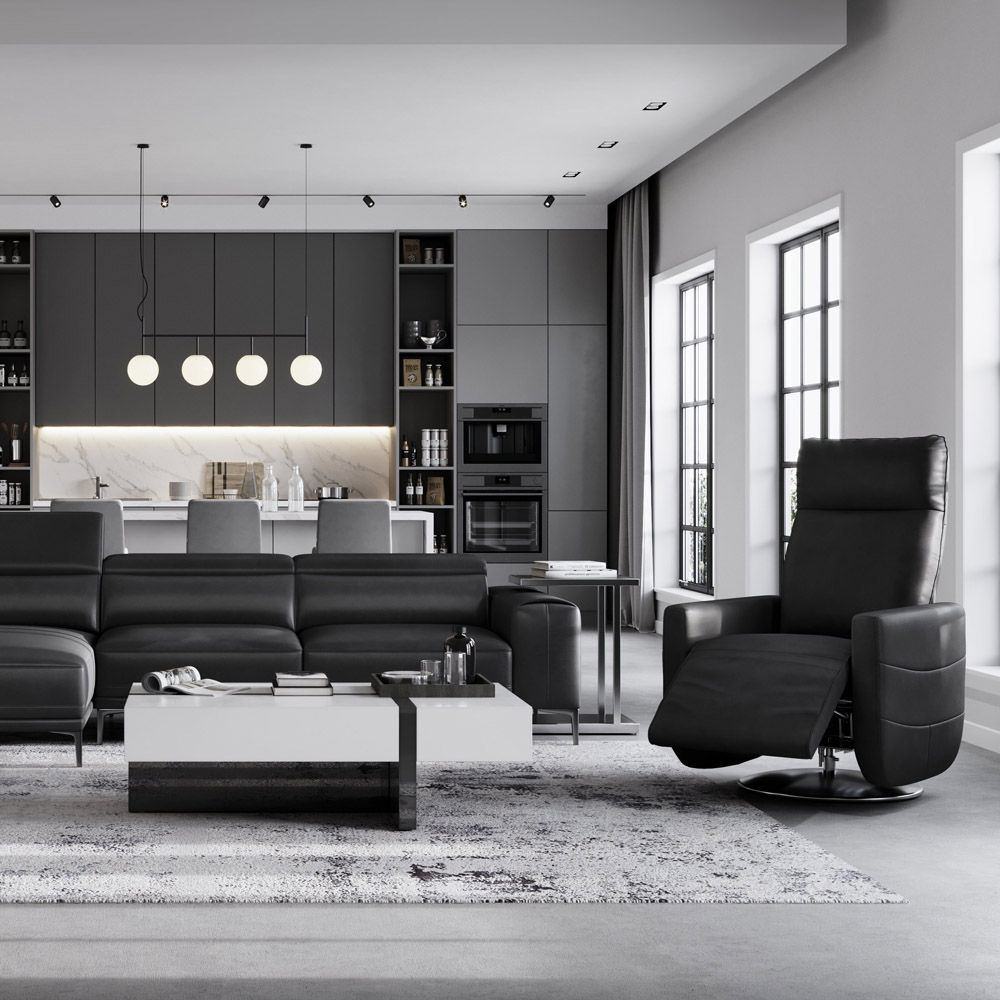 Ritz Reclining Leather Swivel Chair | Zuri Furniture