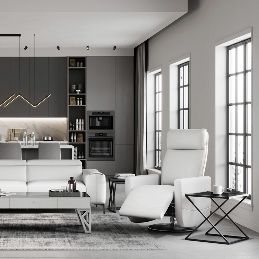 Ritz Reclining Leather Swivel Chair | Zuri Furniture