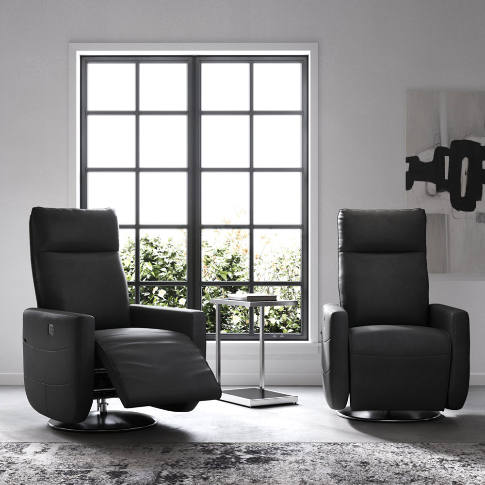 Ritz Reclining Leather Swivel Chair | Zuri Furniture
