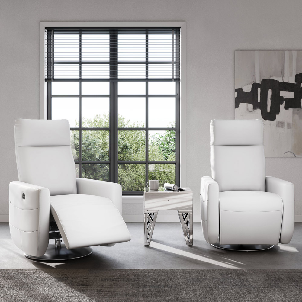 Ritz Reclining Leather Swivel Chair | Zuri Furniture