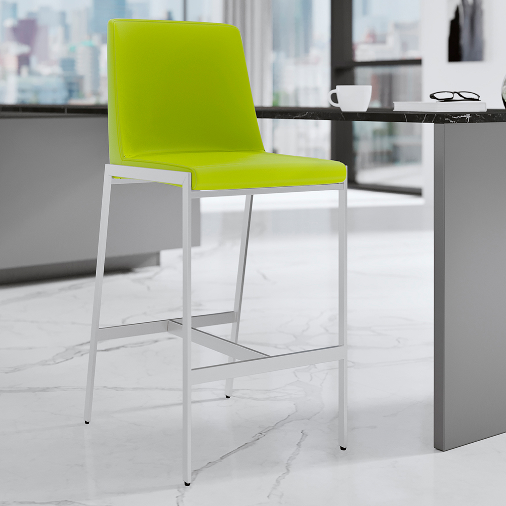 Zuri Furniture Eliza Lime Green Leatherette Counter Stool with Polished Stainless Steel Legs
