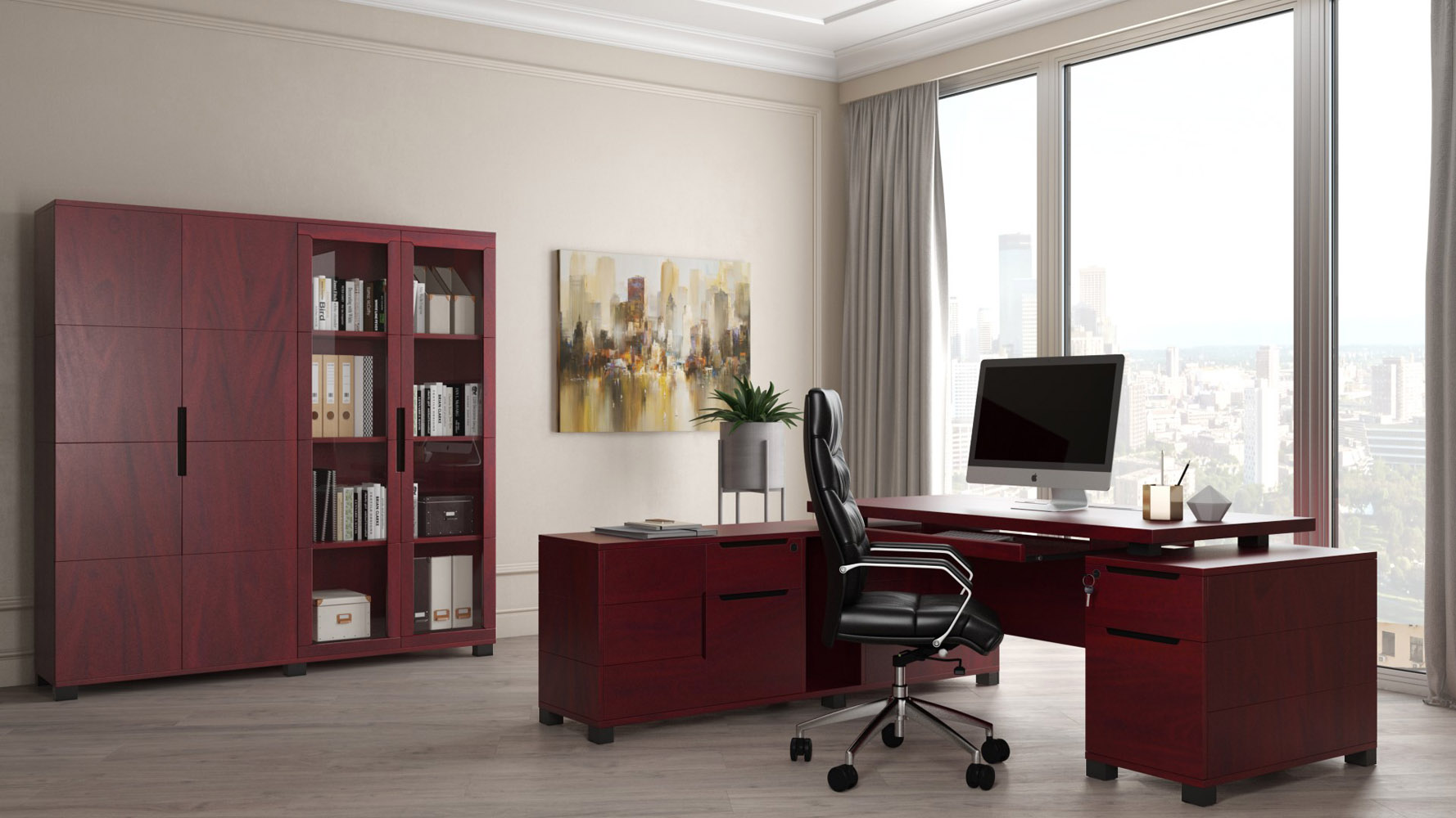 Ford Desk with Return - Mahogany