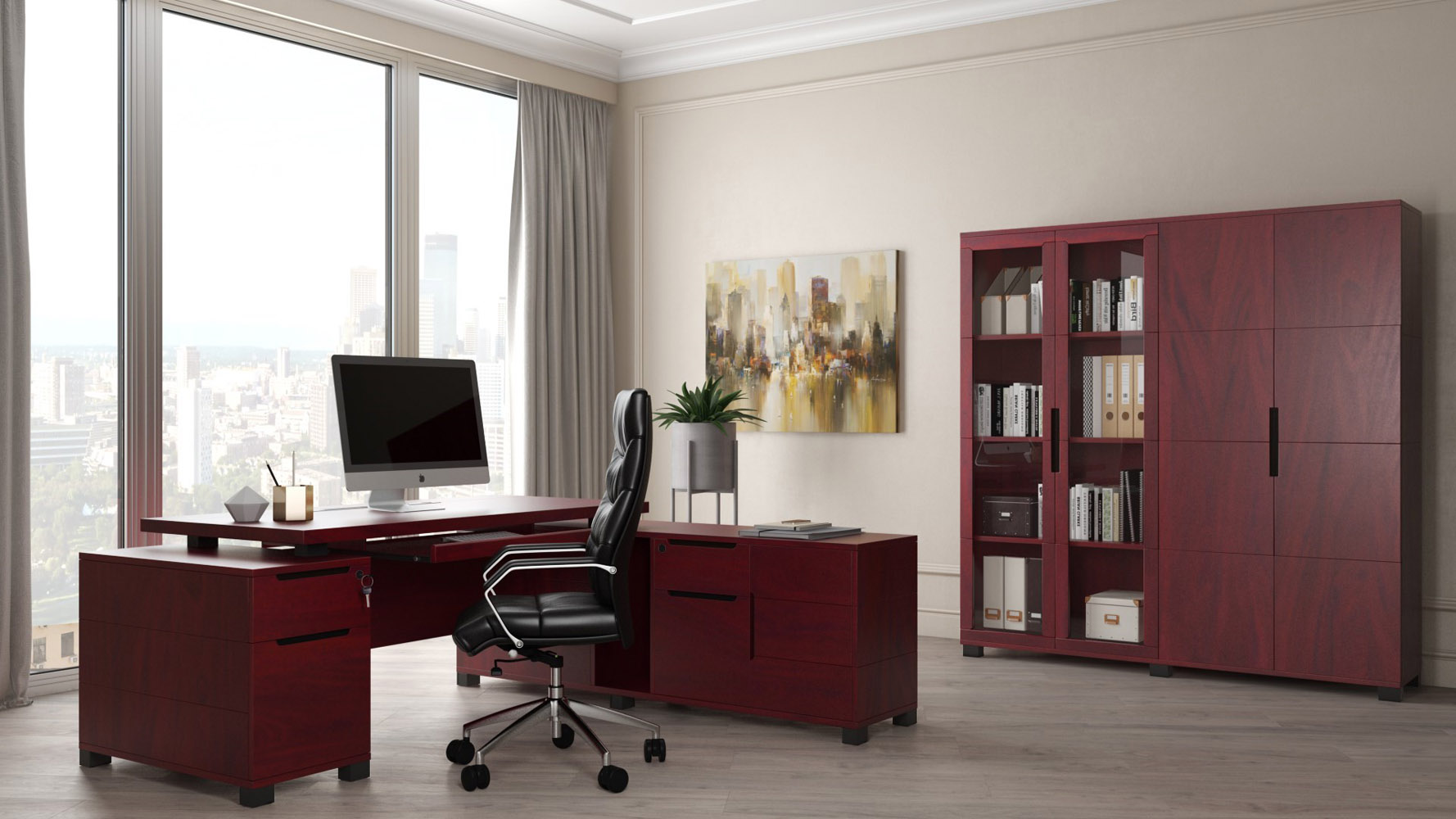 Ford Desk with Return - Mahogany