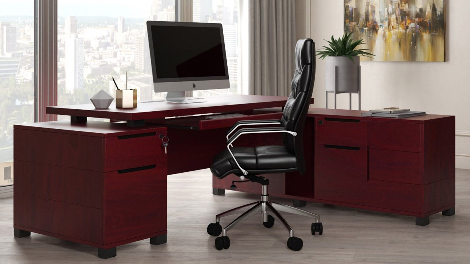 Ford Desk with Return - Mahogany