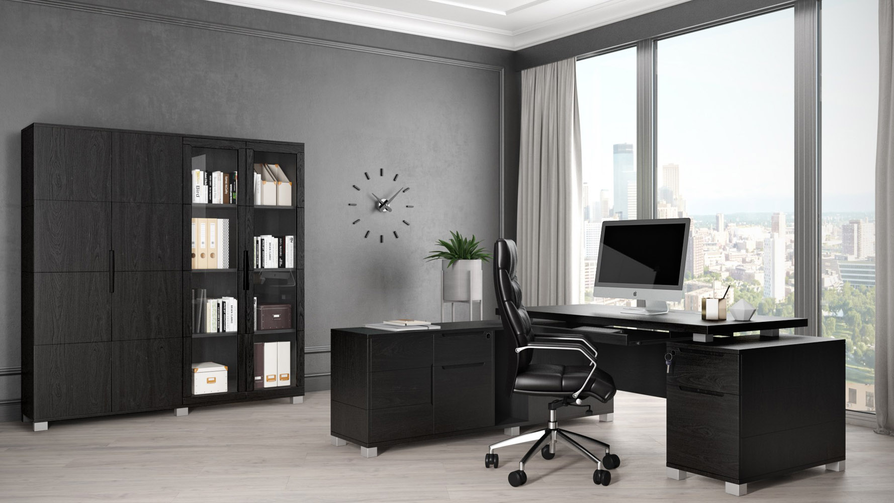 Ford Desk with Return - Black