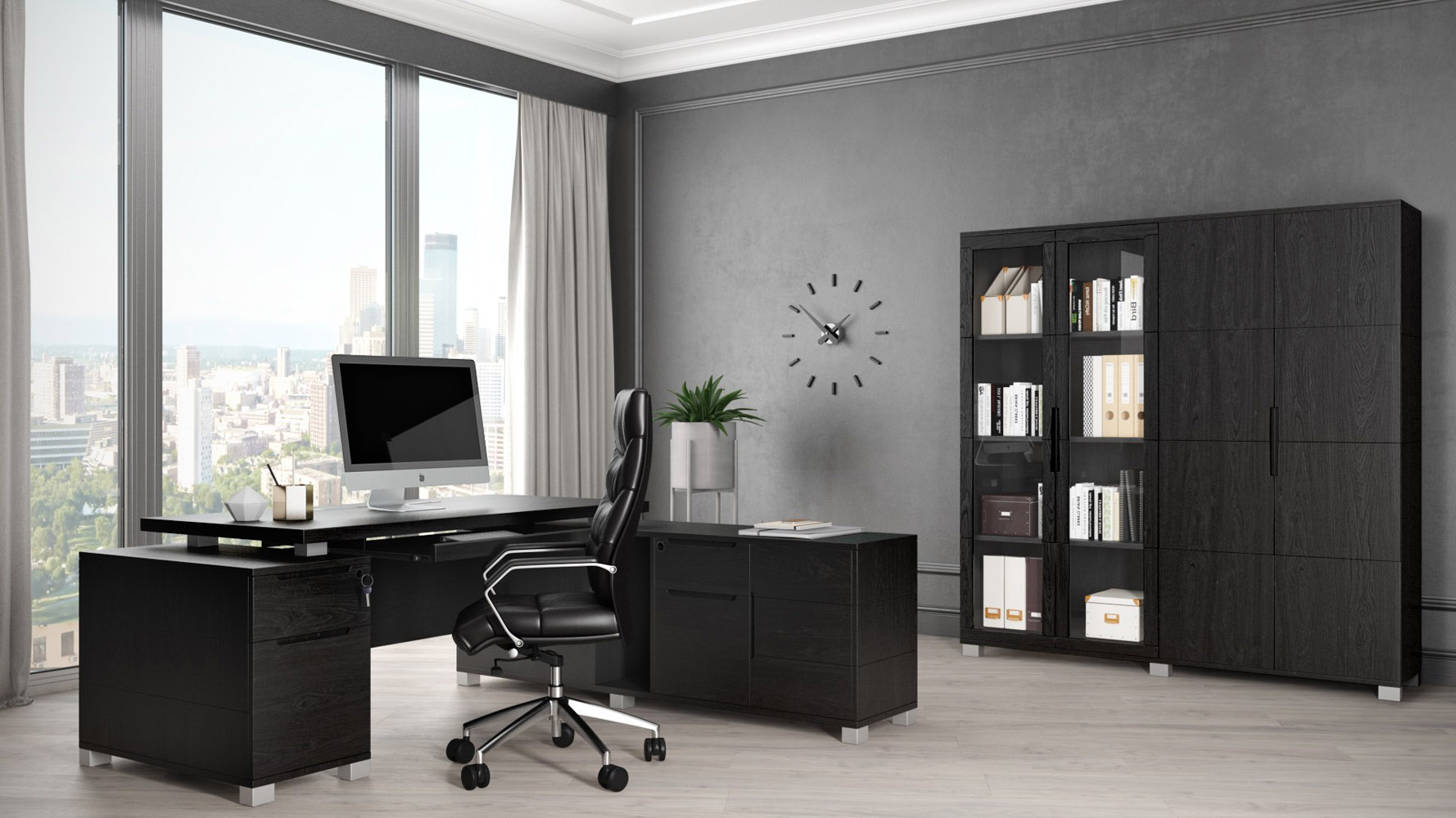 Ford Desk with Return - Black