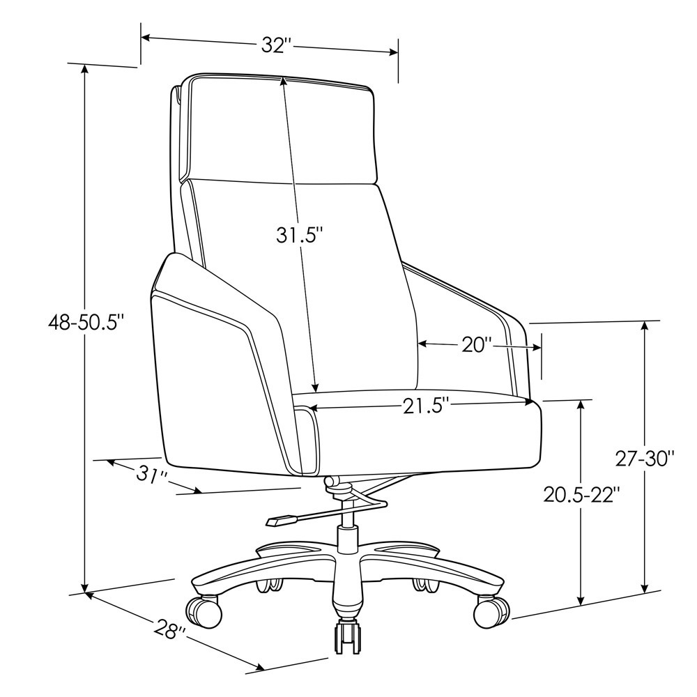 Lauren Leather Executive Chair-Dark Grey