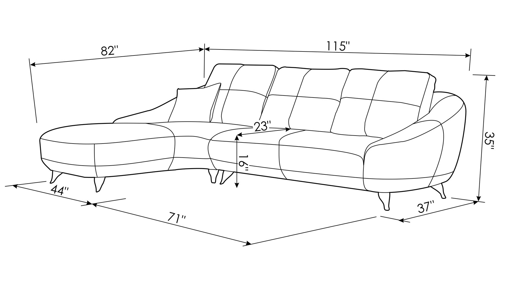 Lucy Sectional - Orange