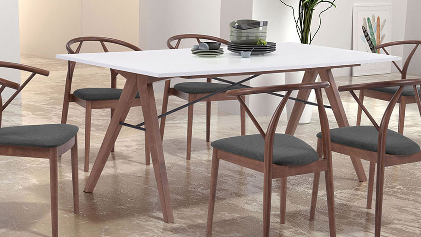 Modern Espen Dining Table Walnut & White | Zuri Furniture