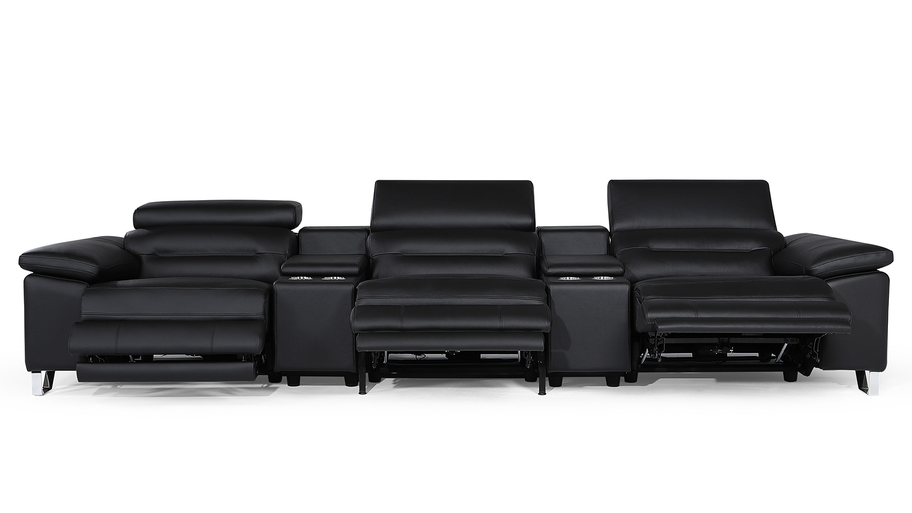 Monaco Reclining Leather Sofa with Consoles | Zuri Furniture