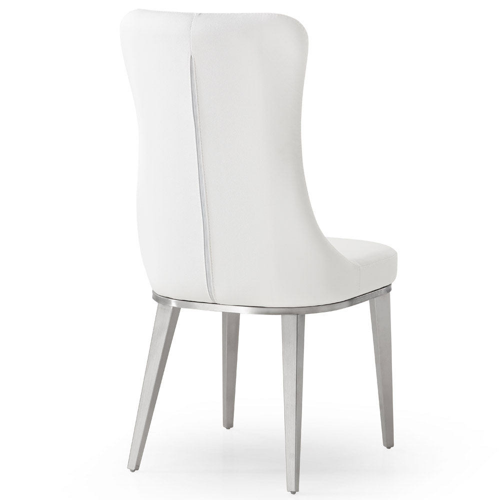 Norma White Dining Chair - Brushed Stainless Steel