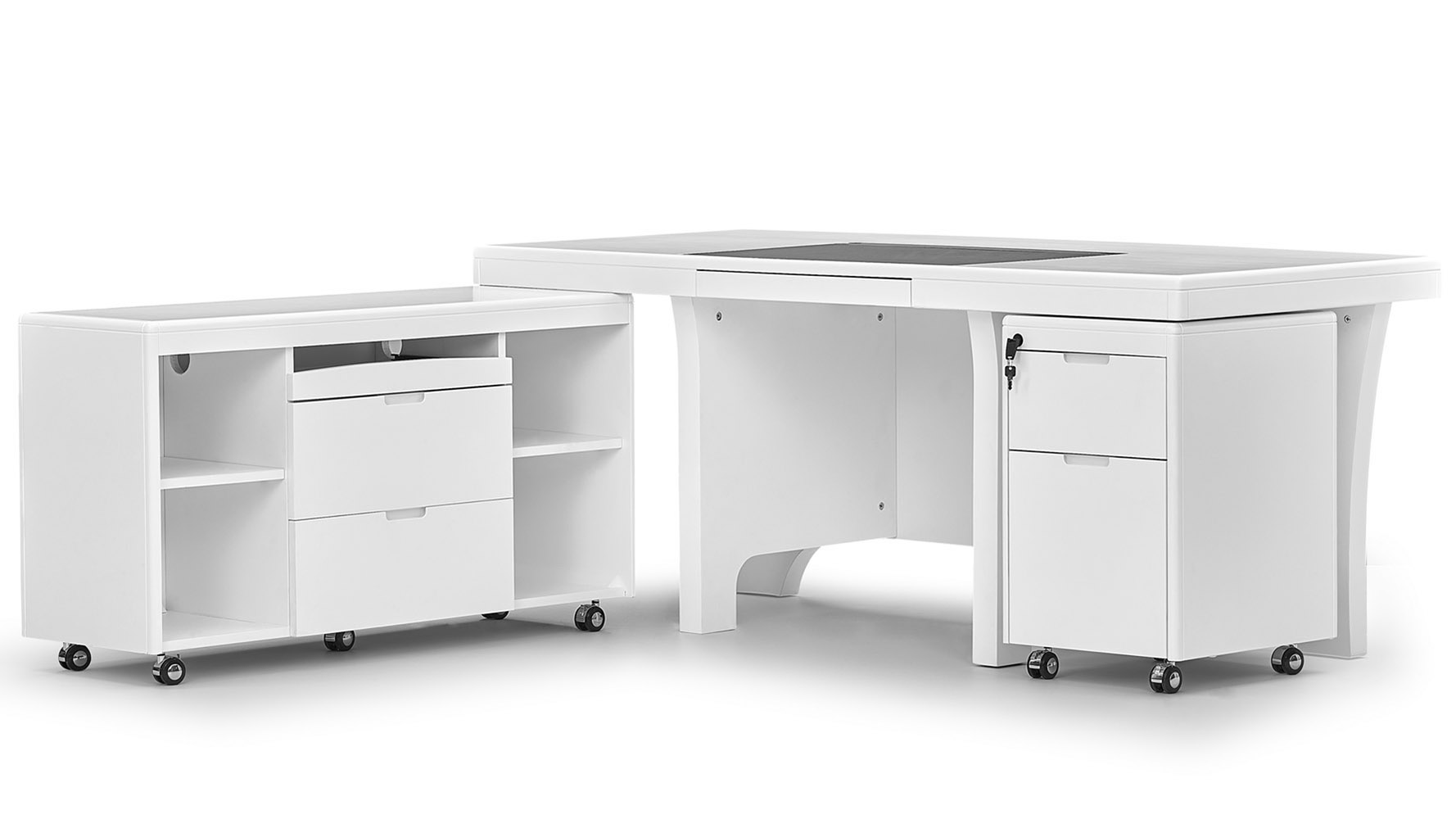 Quincy White Executive Desk With Return Modern Quincy Concrete