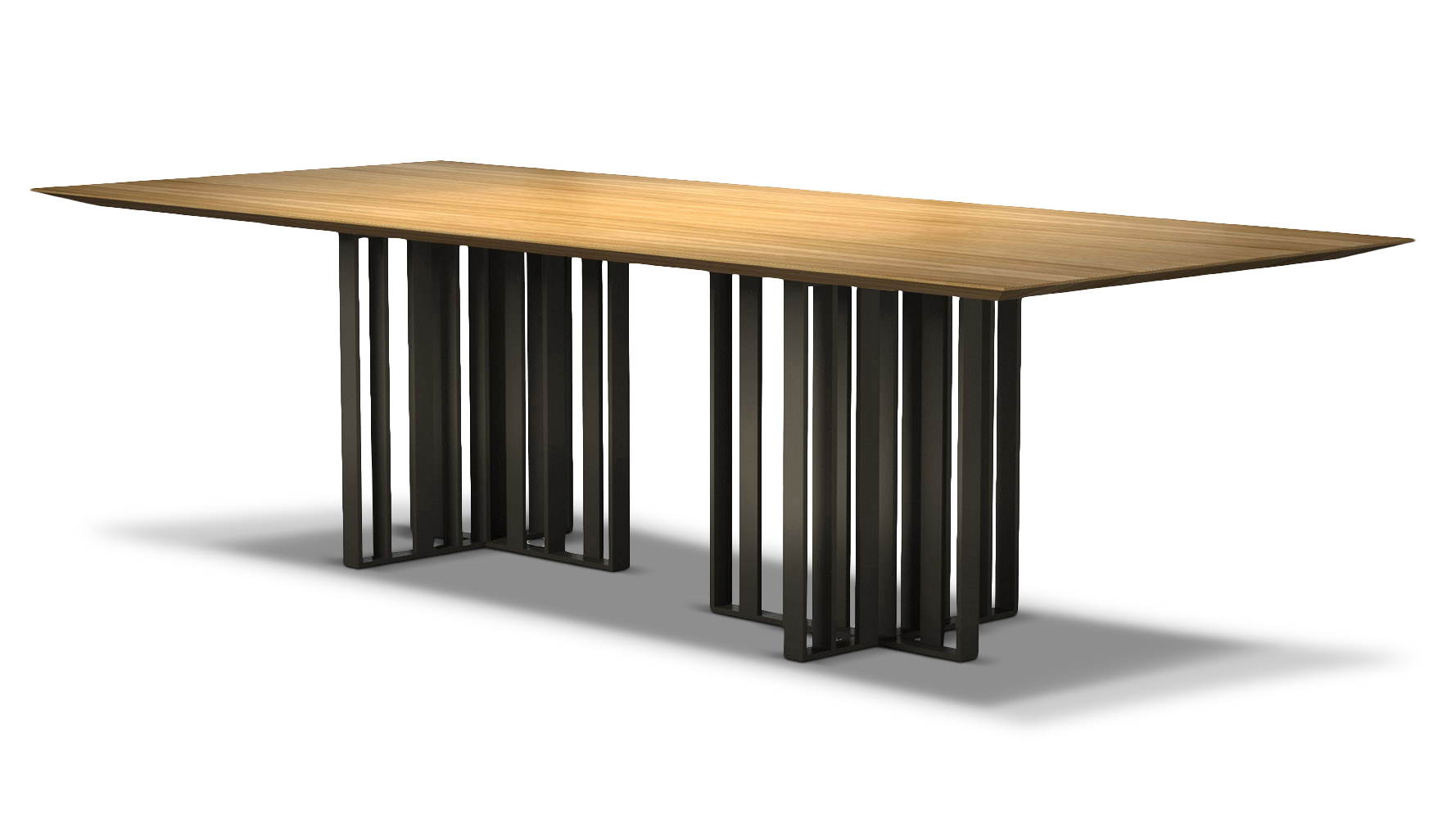 Saida 106 Inch Dining Table - Natural Oak on Bronze