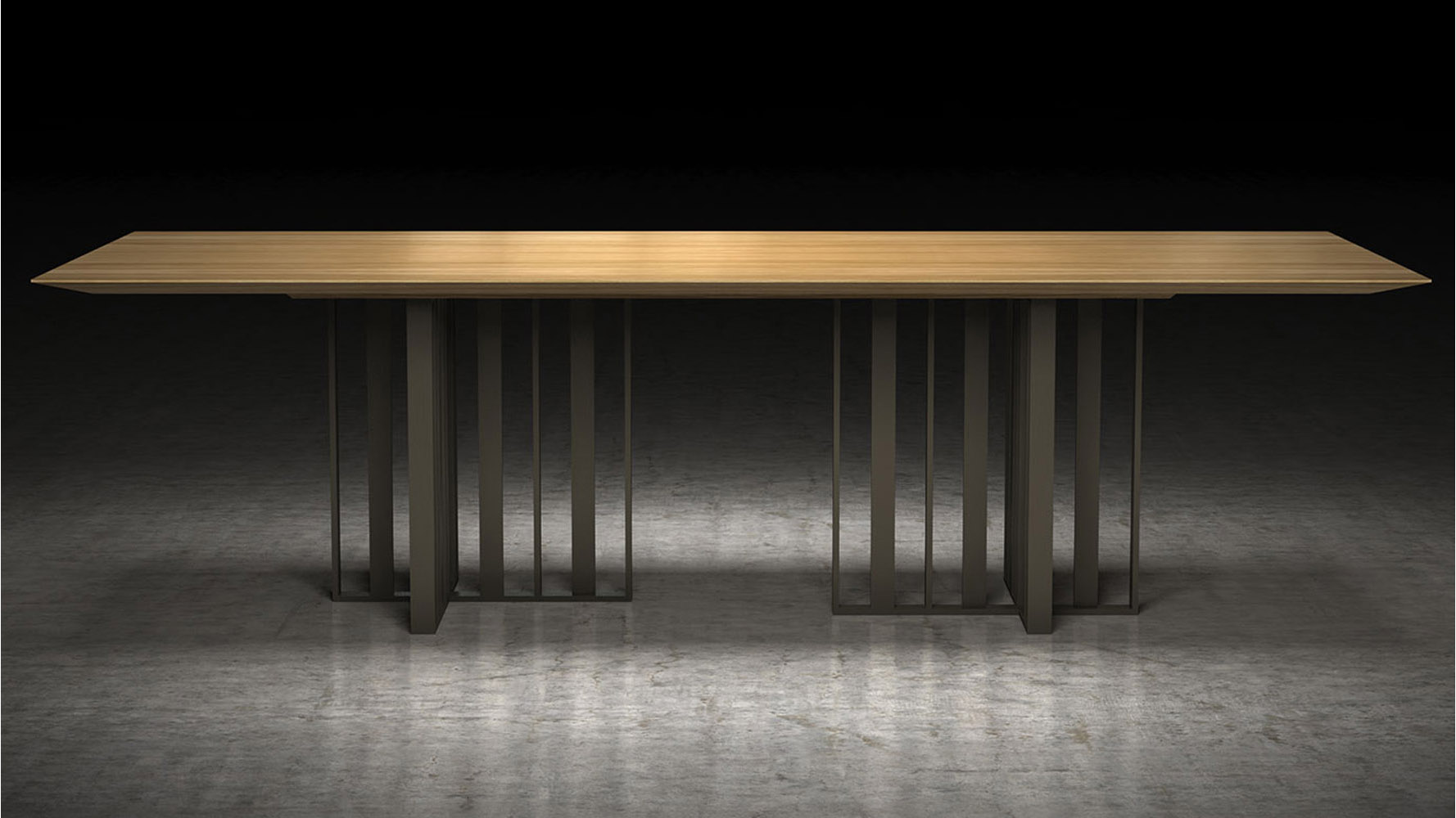 Saida 106 Inch Dining Table - Natural Oak on Bronze