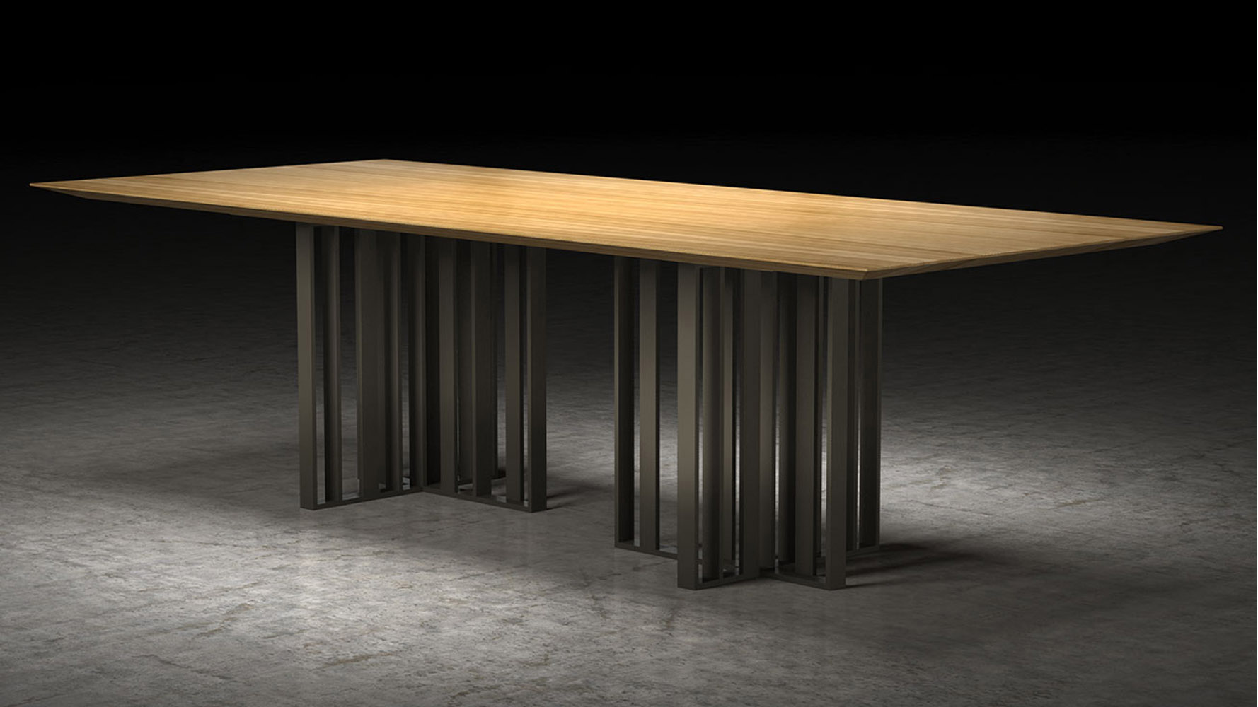 Saida 106 Inch Dining Table - Natural Oak on Bronze