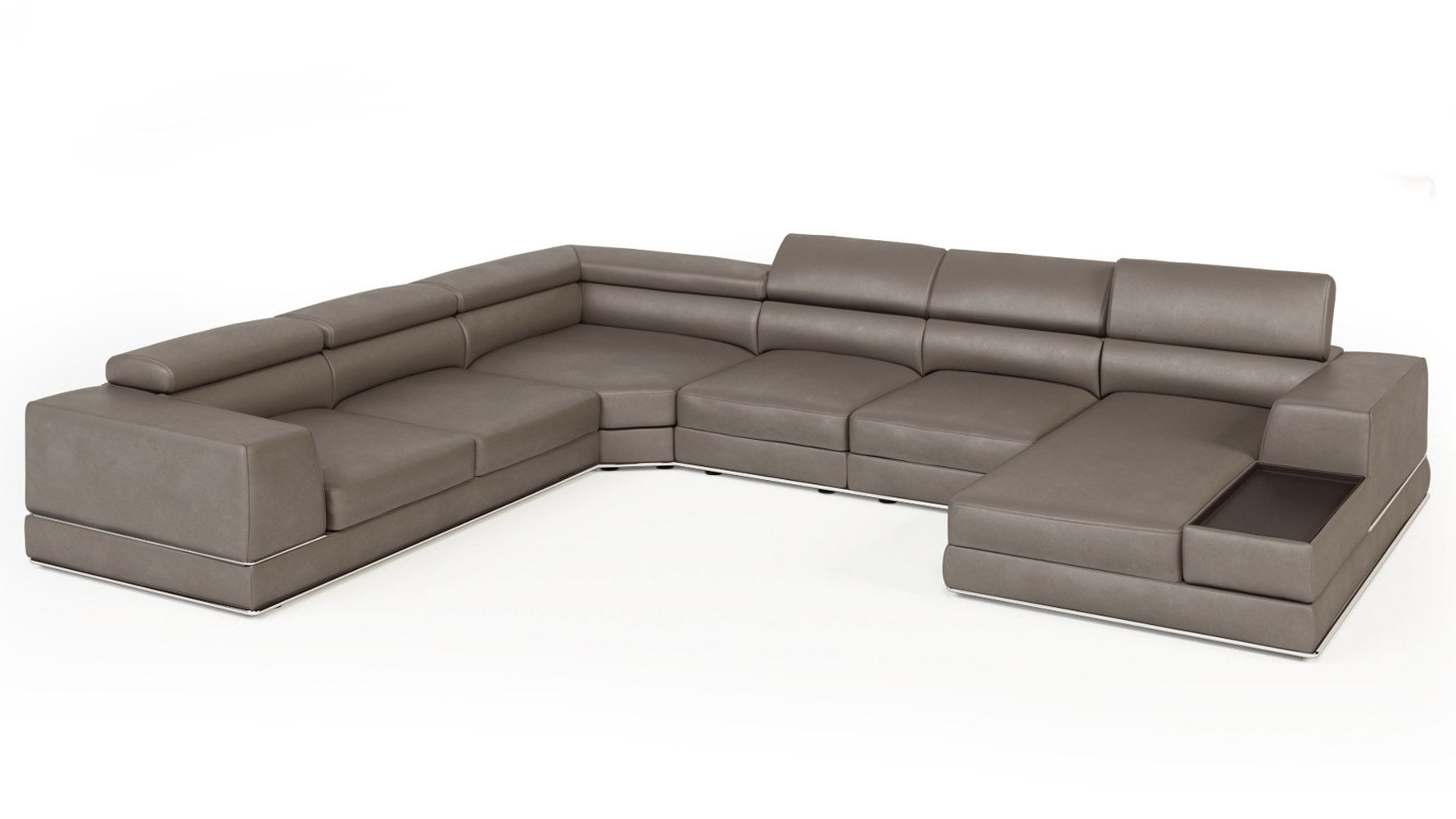 Wynn Slate Leather Sectional Sofa with Adjustable Headrests | Zuri ...