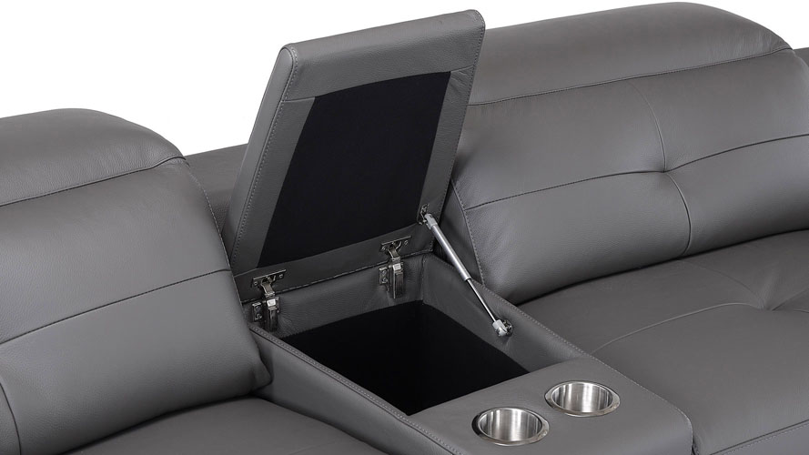 Macau Reclining Leather Sofa with Consoles | Zuri Furniture