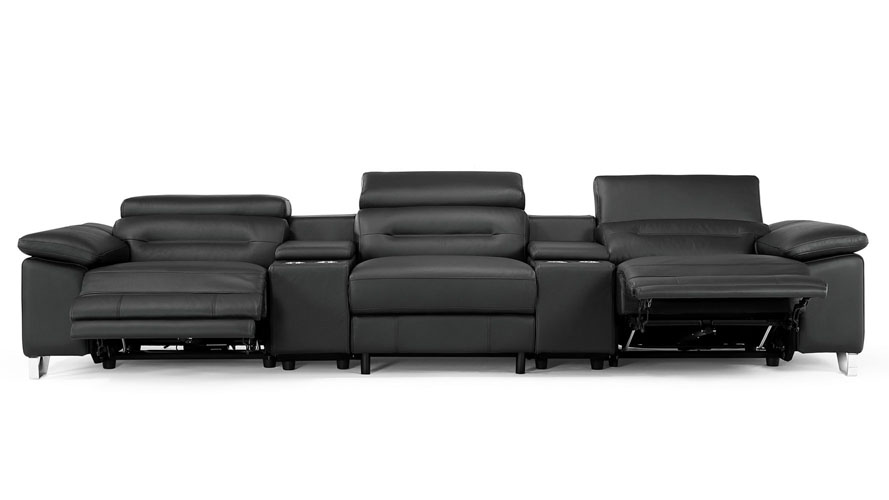 Monaco Reclining Leather Sofa with Consoles | Zuri Furniture