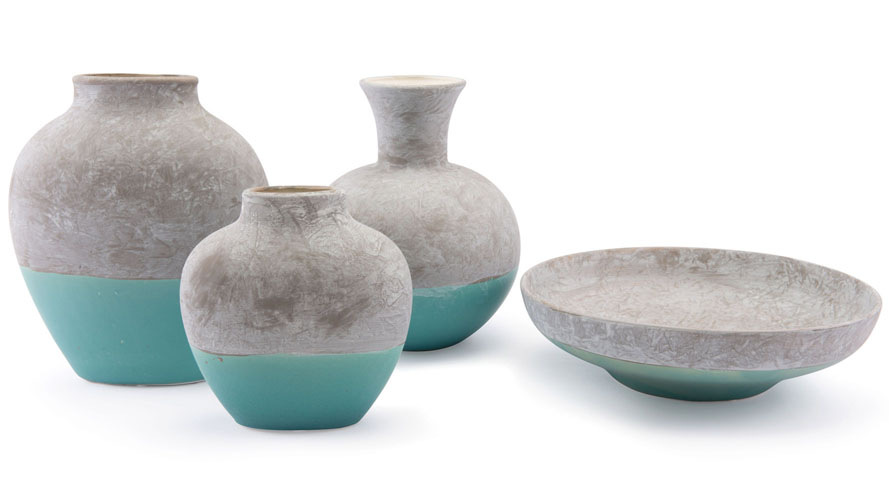 Azte Large Vase Gray & Teal