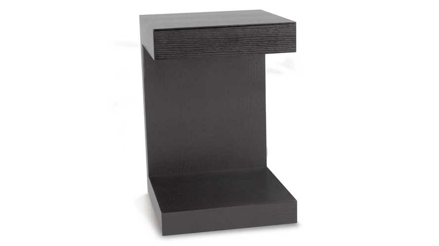 Cole Black Oak Side Table With Drawer | Zuri Furniture