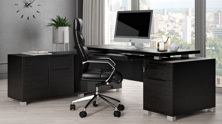 Ford Desk with Return - Black