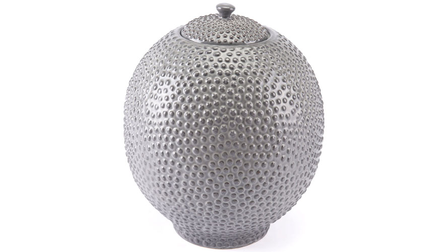Large Round Stipple Gray Jar | Zuri Furniture