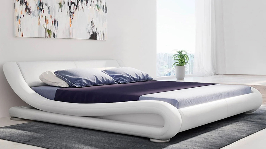White leather divan bed store
