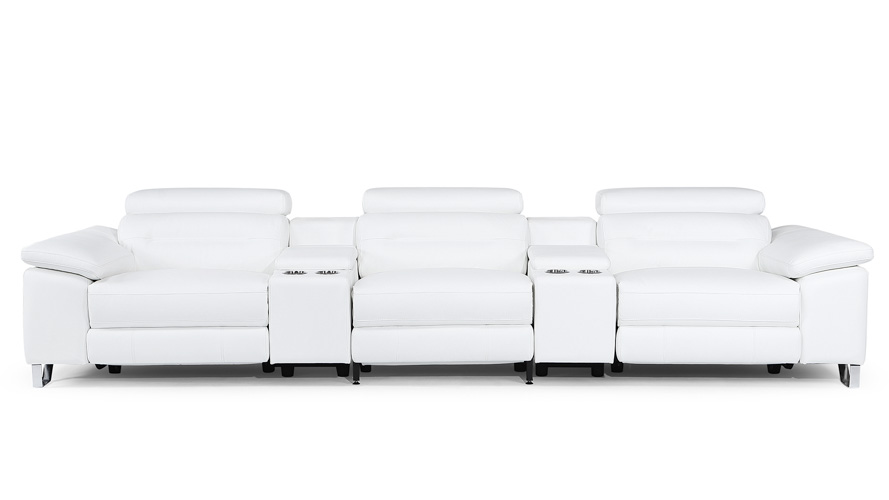 Monaco Reclining Leather Sofa with Consoles | Zuri Furniture