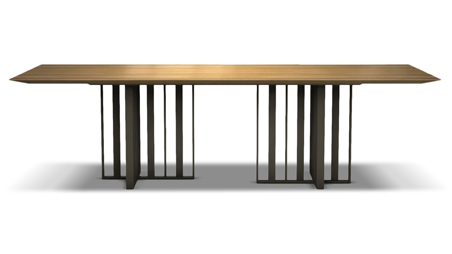 Saida 106 Inch Dining Table - Natural Oak on Bronze