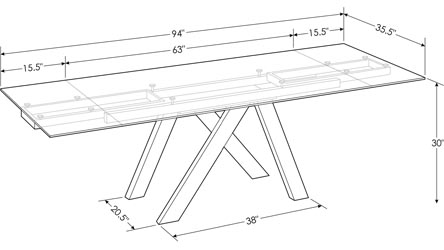 Cruz Extension Dining Table - Clear