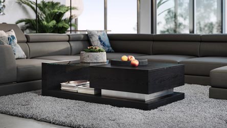 Louie Brown Wooden Coffee Table with Glass Top | Zuri Furniture