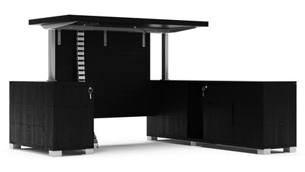 Ford Adjustable Height Desk with Return - Black