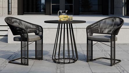 Table and two chairs outdoor store