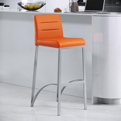 Zuri Lynx Bar Stool with Metal Base Orange