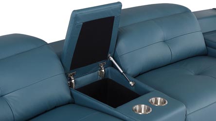 Macau Reclining Leather Sofa with Consoles | Zuri Furniture