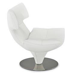 Mora Italian Leather Swivel Lounge Chair with Black Stainless Steel ...