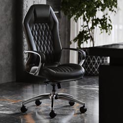 Zuri Sterling Genuine Leather Executive Chair with Aluminum Base
